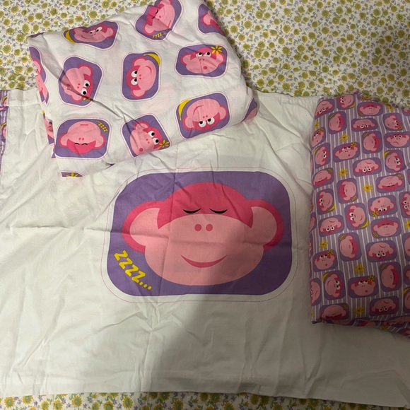 Bedding | 3 Piece Pink And Purple Cartoon Monkey Bedding Set | Poshmark